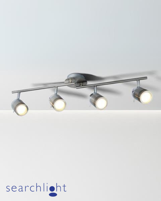 Searchlight Samson Bathroom IP44 4 Light Silver Metal Split Bar Spotli ...