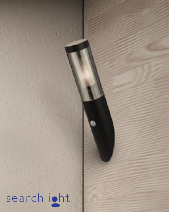 Searchlight Batton Outdoor Black Metal Motion Sensor Wall Light ...