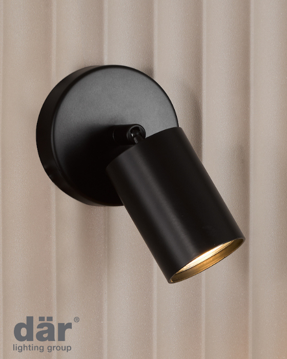 Dar Lighting Cawley Matt Black Single Spotlight – Lighting R Us