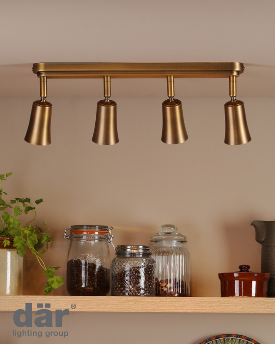 Dar Lighting Jedrek 4 Light Aged Brass Bar Spotlight – Lighting R Us