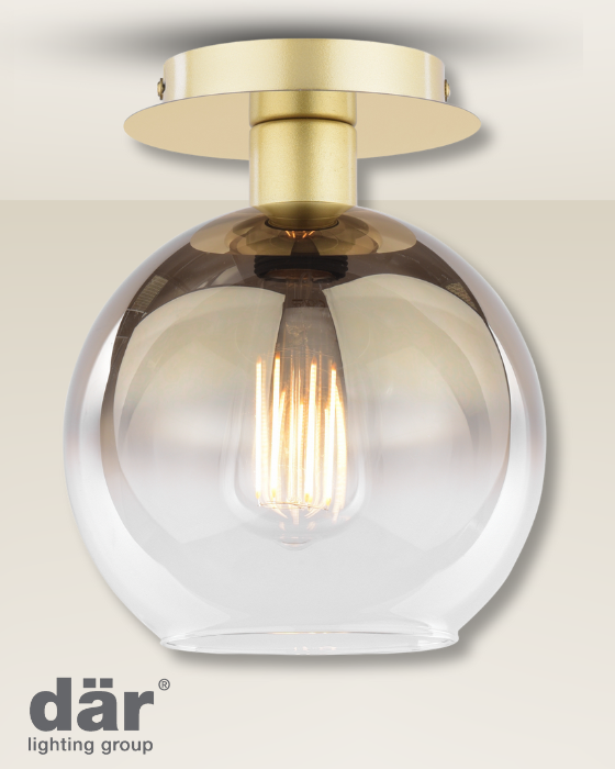 Dar Lighting Lycia Satin Gold & Gold Ombre Glass Semi Flush – Lighting R Us