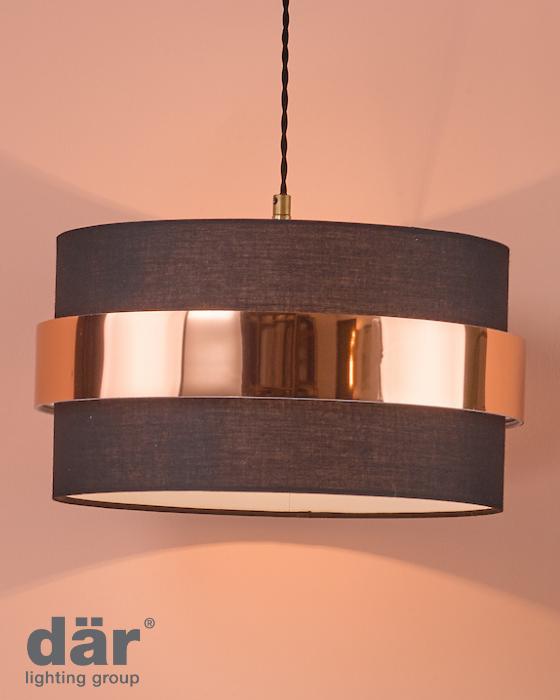 Dar Lighting Oki Navy Easy Fit Shade With Copper Band – Lighting R Us